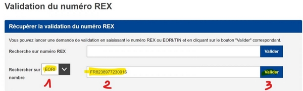 REX (Système d'Export Enregistré) Vérification / Obtention de l ...